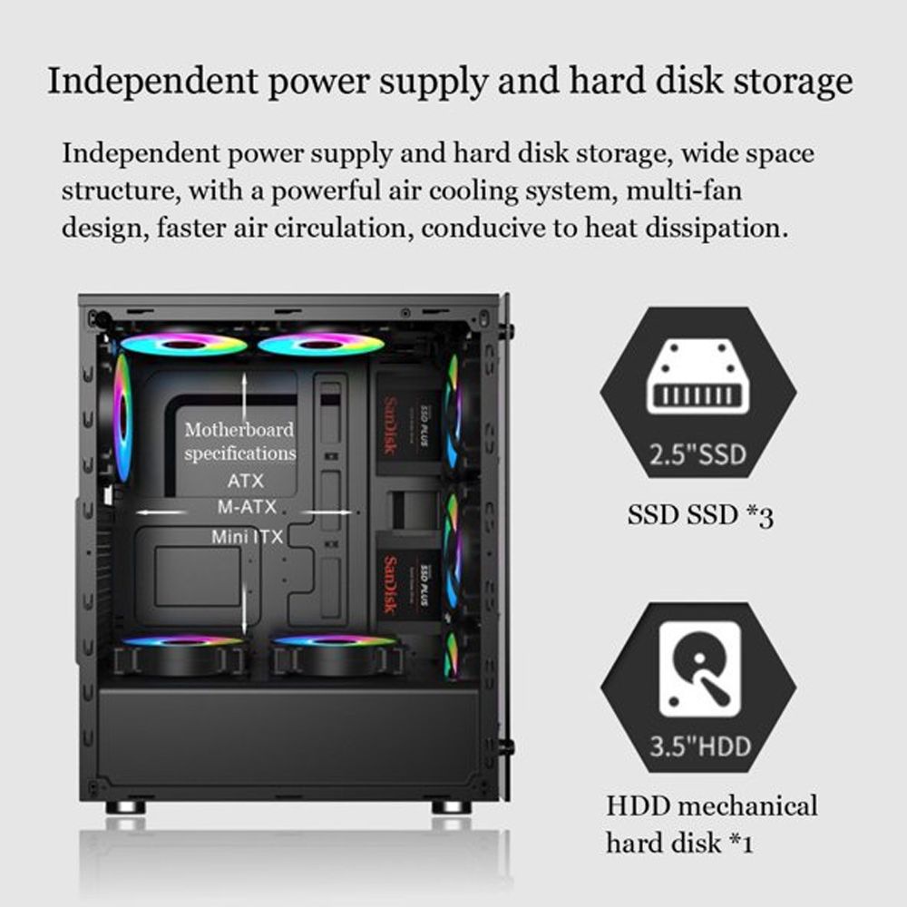 Keytech T850 Mid Tower Gaming PC Case Black, T850 Mid Tower Gaming Case ...