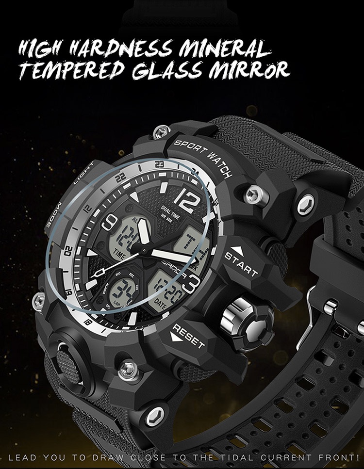 SANDA 6030 Waterproof Military Sport Men's watches Dual Display ...