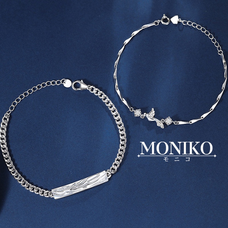 MONIKO Original Design Silver Blue Eucalyptus And Bird Couple Bracelet ...