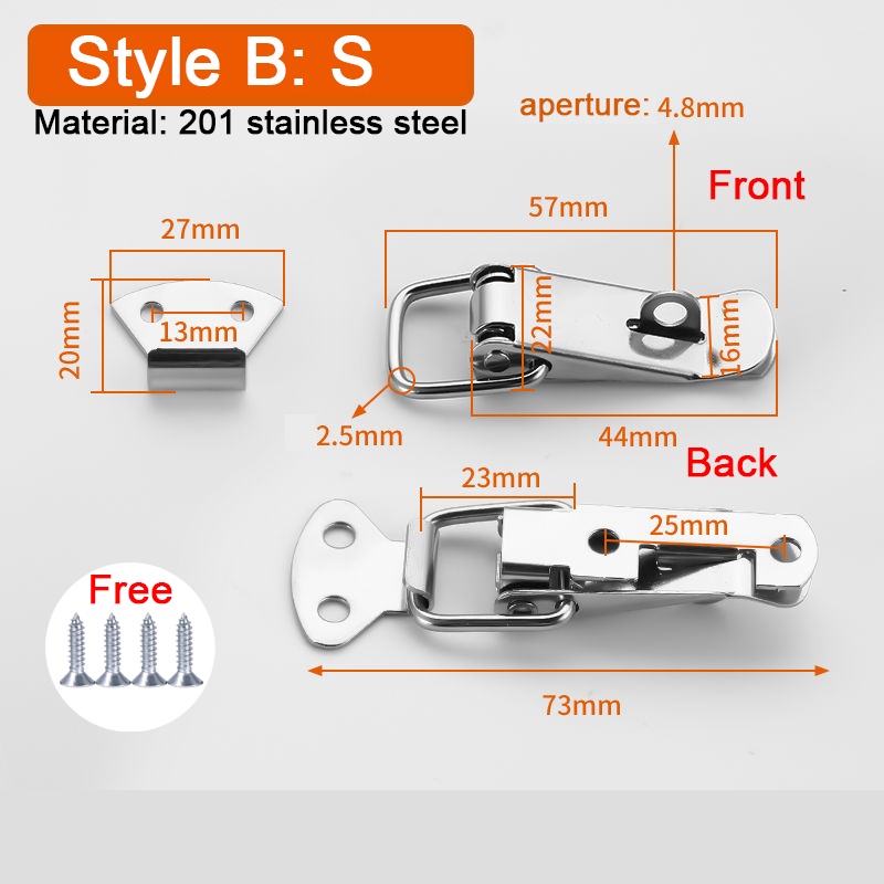 2PC Cabinet Box Locks Spring Loaded Latch Catch Toggle 201 Stainless ...
