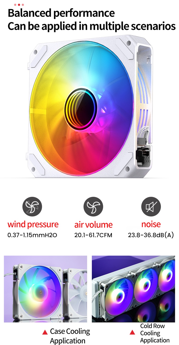 Jonsbo ZG-120 ARGB Building Block Fan Black White Splicable Tandem ...