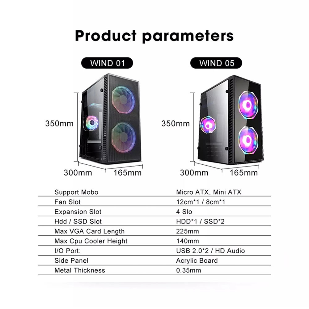 EasyPC | InPlay Wind 05 or Wind 01 Acrylic Side Panel Micro ATX PC CASE ...