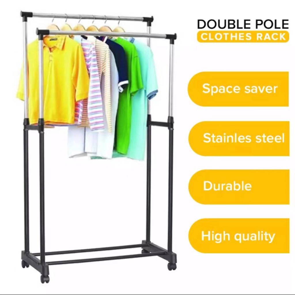 Buzz Double Pole Stand Sampayan Clothes Rack | Shopee Philippines