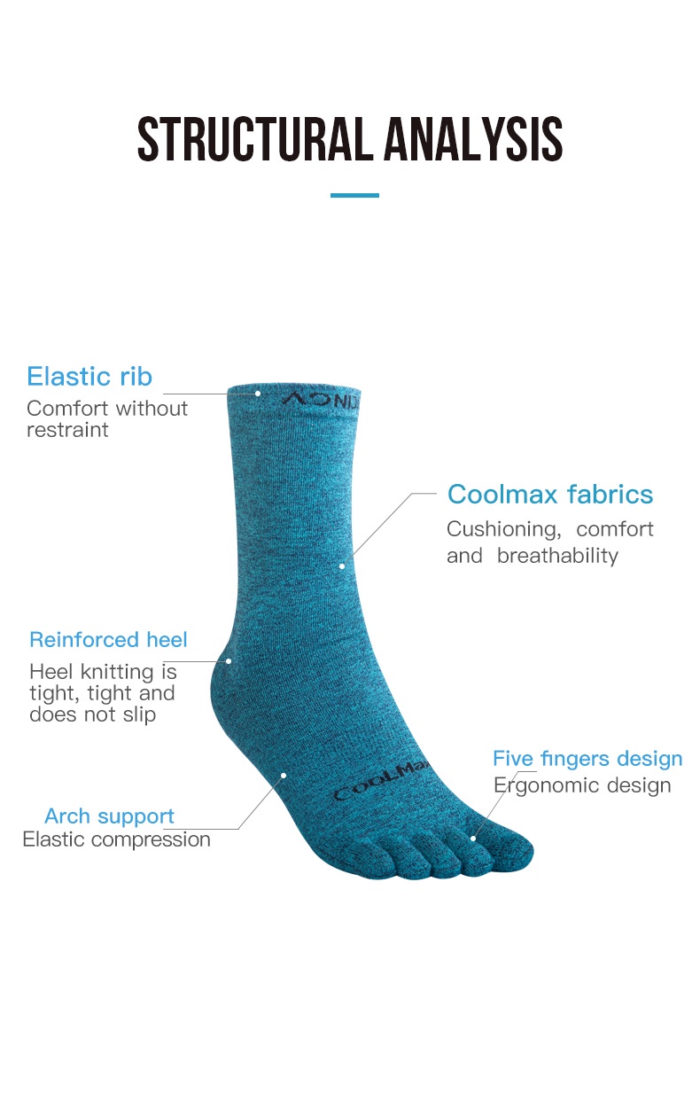 3 Pairs AONIJIE Running Socks Medium Long Tube Anti Blister Men Women ...