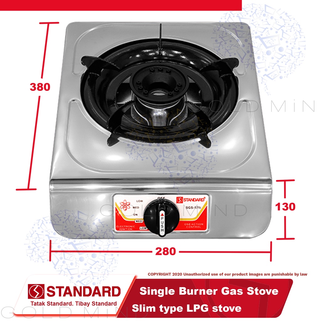 Standard Gas Stove Single Burner LPG stove Stainless Steel (Slim type ...