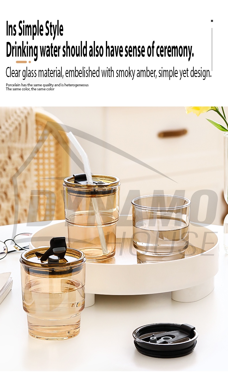 Coffee Mug With Cover Double Wall Glass Cups mugs coffee Silicone Straw ...
