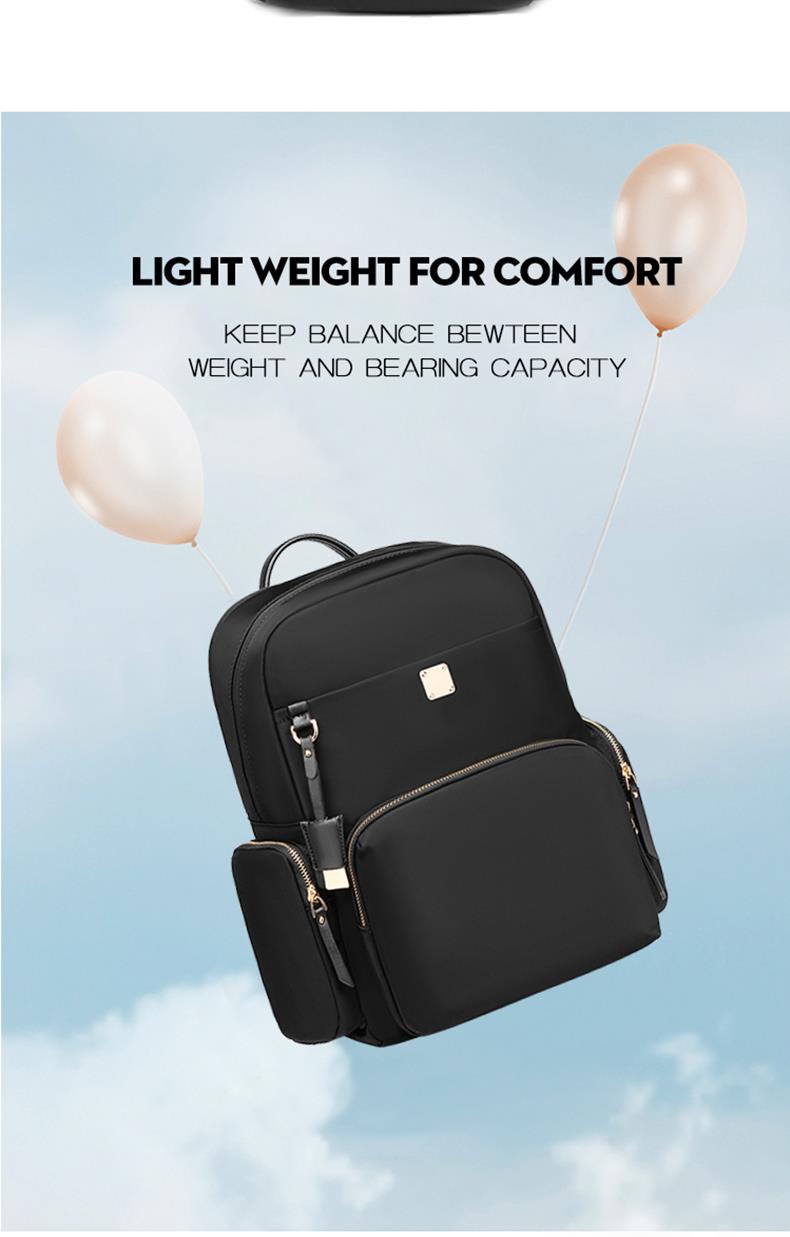FULL DESIGN Clara Waterproof Nylon Laptop Backpack 14 Inch Large School ...