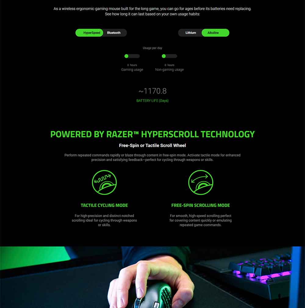 Razer Naga V2 HyperSpeed - Wireless MMO Gaming Mouse with 19 ...