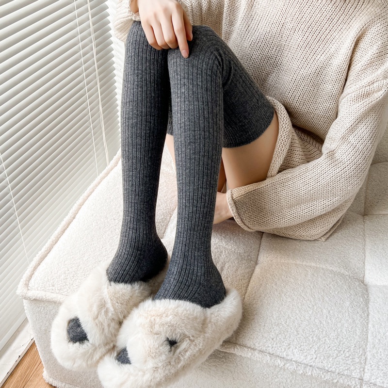 We Flower Korean Cotton Stripe Pattern Knee High Socks For Women ...