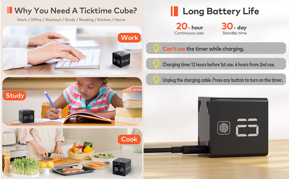 Llano Ticktime Cube Pomodoro Timer Time Management Tool | Shopee Philippines