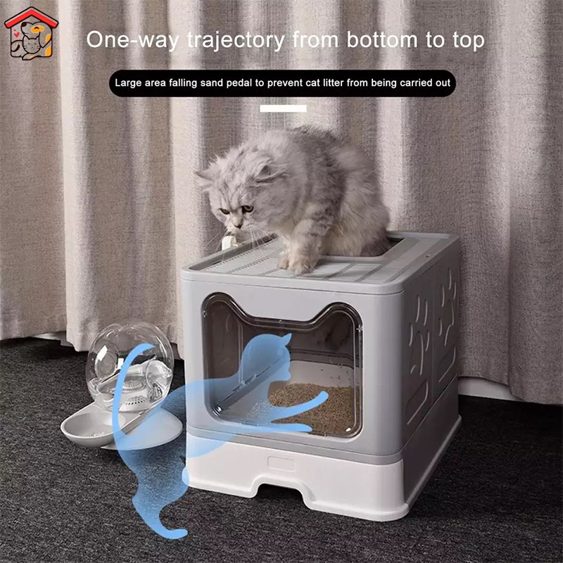 Large Cat Litter Box With Top Entry Anti Splash Fully Closed Cat Litter ...