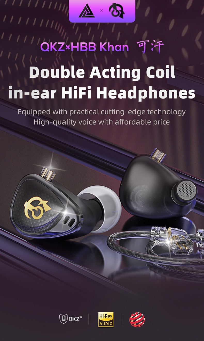 QKZ x HBB Khan 2 DD Driver HiFi Earphone In Ear Monitor IEM 3D Printed ...