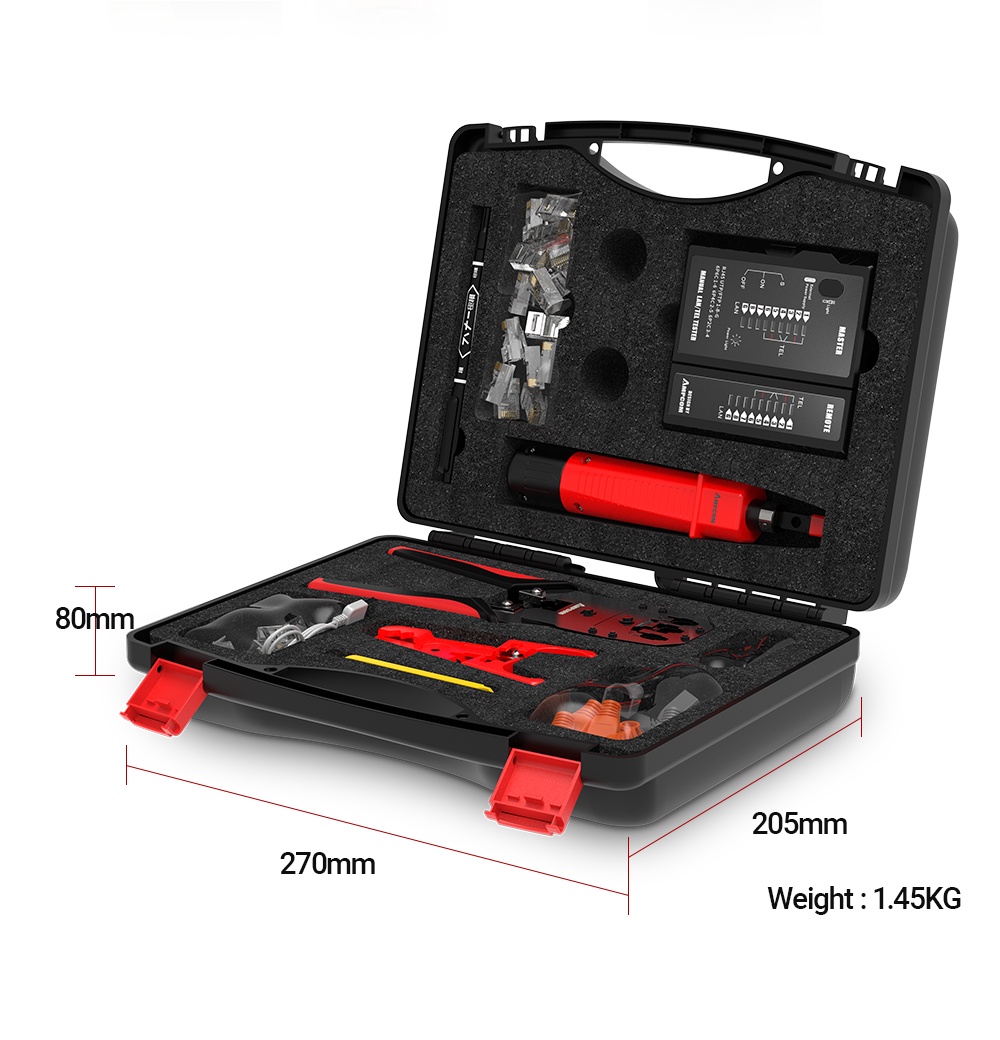 AMPCOM Network Tool Kit, 12 in 1 Professional Portable Ethernet ...