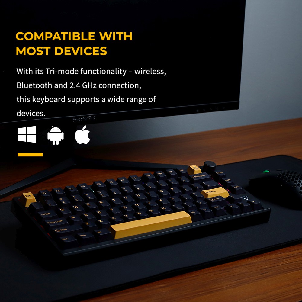 RAKK HANAN 75% Mechanical Keyboard | 81 Keys | Gasket Mount | Tri-mode ...