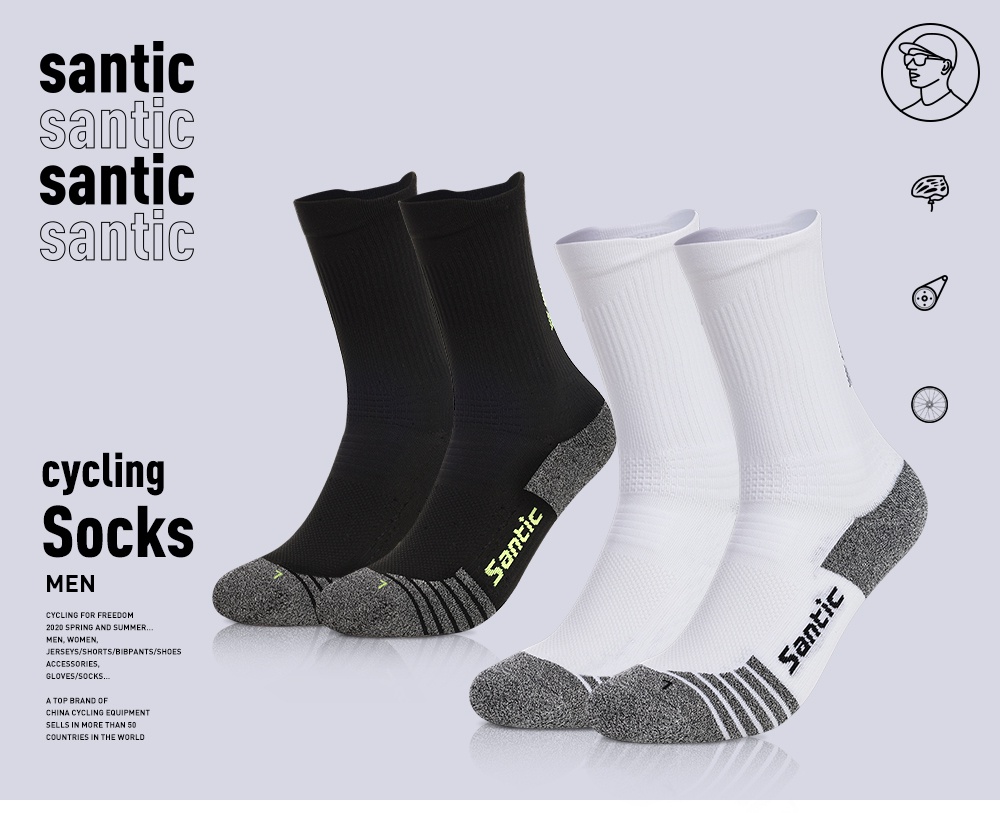 Santic Men Cycling Socks Breathable Anti-sweat Sports Socks Running MTB ...