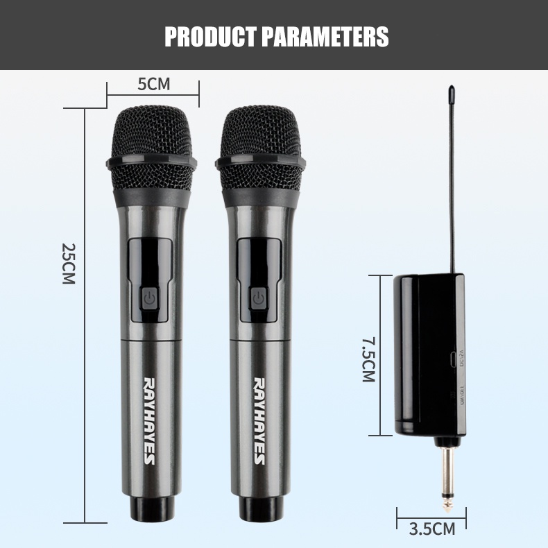 RAYHAYES Professional Wireless Microphone UHF Handheld Rechargeable ...