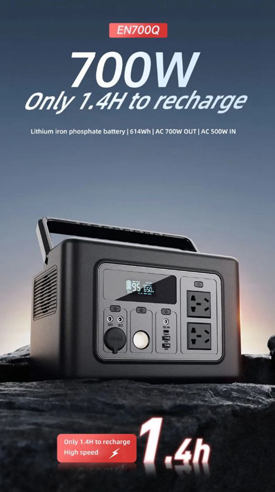 Yoobao En700q 192000mah Pd100w Quick Charge Pure Sine Wave Power Supply ...