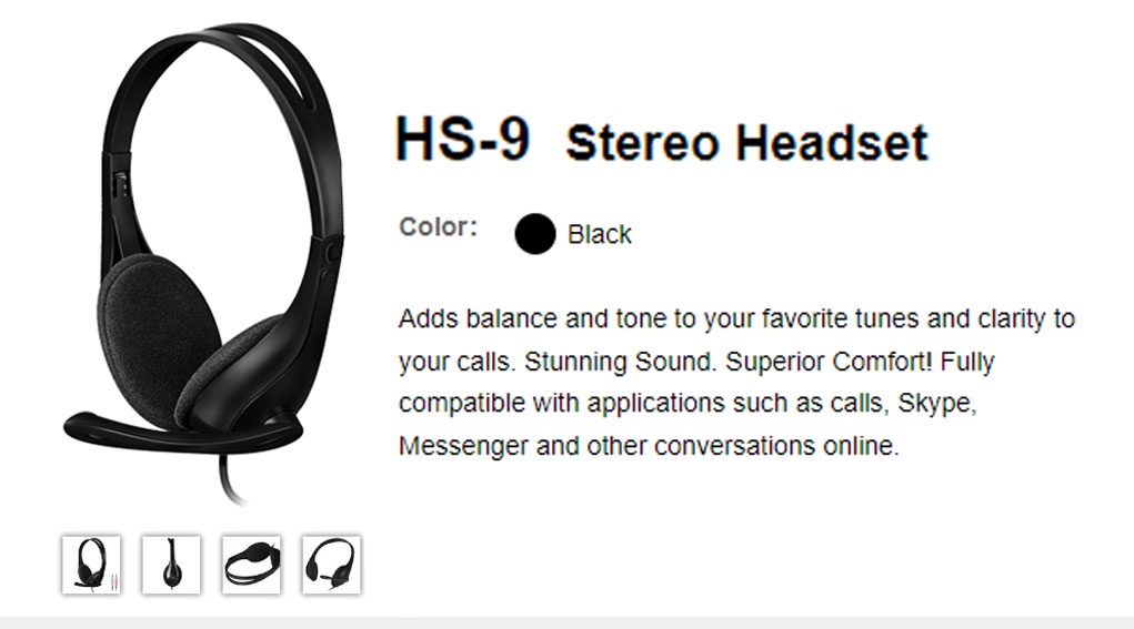 A4Tech HS-9 Rotatable Omnidirectional Noise-Canceling Mic, Wired On-Ear ...