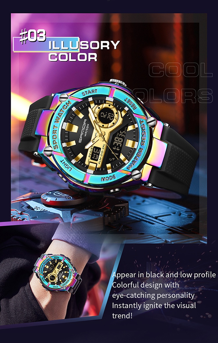 SANDA Waterproof Sports Men's Watch Multi-functional Sports Luxury ...