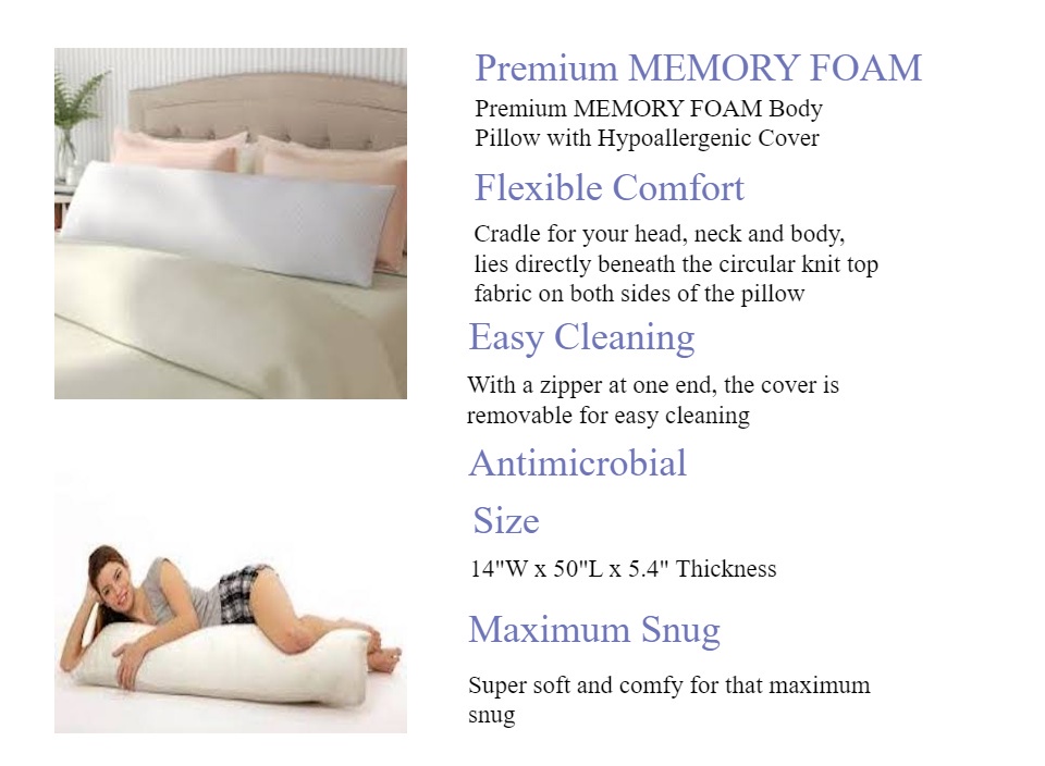 Comfort Living Memory Body Pillow Premium Hotdog Pillow with Hypo ...