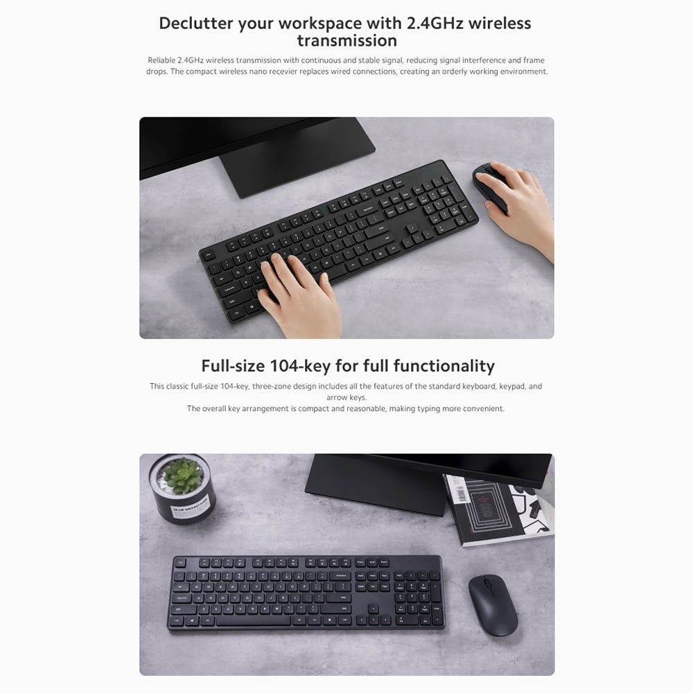 Xiaomi Wireless Keyboard and Mouse Combo Set 2.4GHz 104-key Portable ...