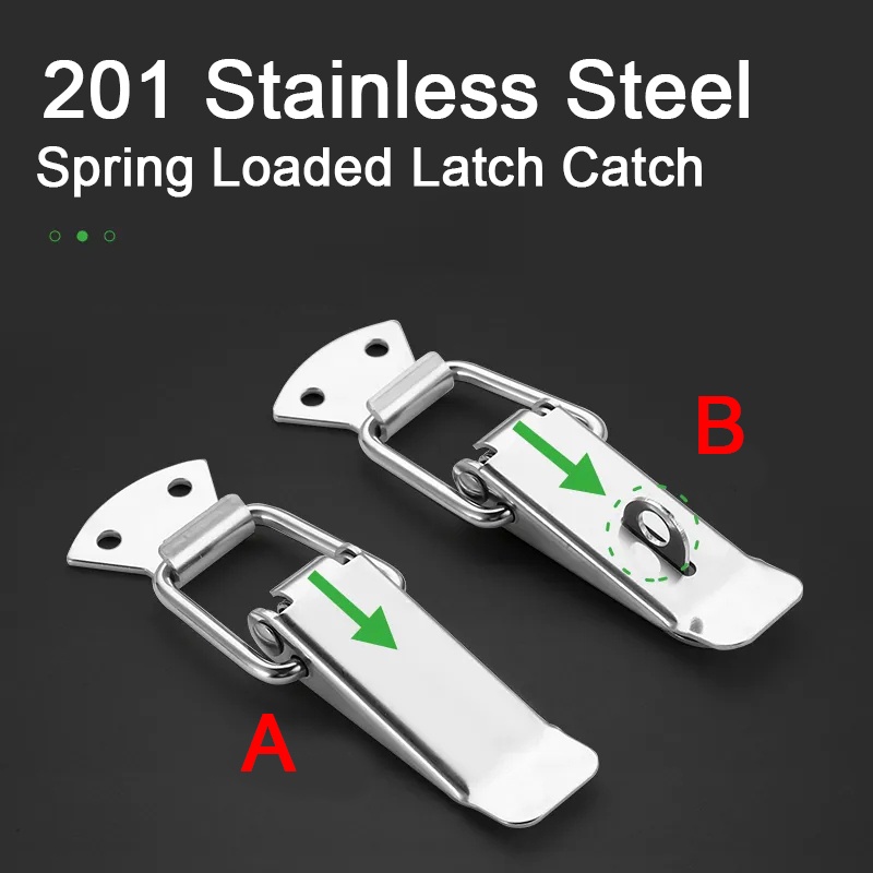 2PC Cabinet Box Locks Spring Loaded Latch Catch Toggle 201 Stainless ...