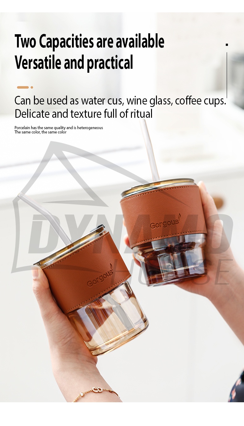 Coffee Mug With Cover Double Wall Glass Cups mugs coffee Silicone Straw ...