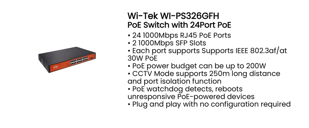 Wi-Tek WI-PS326GFH PoE Switch with 24Port PoE | Witek by EJD | Shopee ...