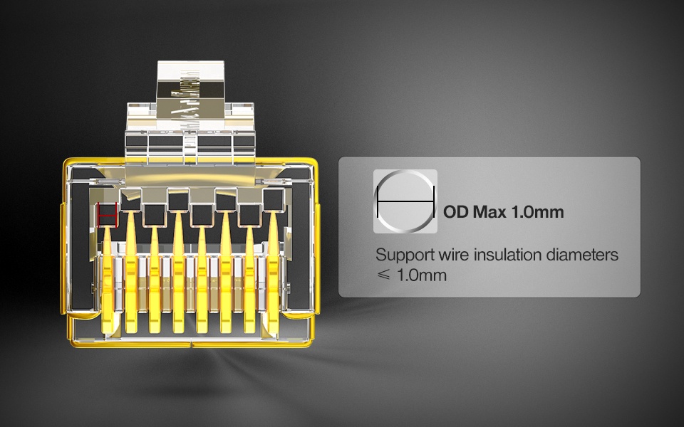 AMPCOM STP RJ45 CAT6 Connector Modular Plug Connector 8P8C Crimp End ...