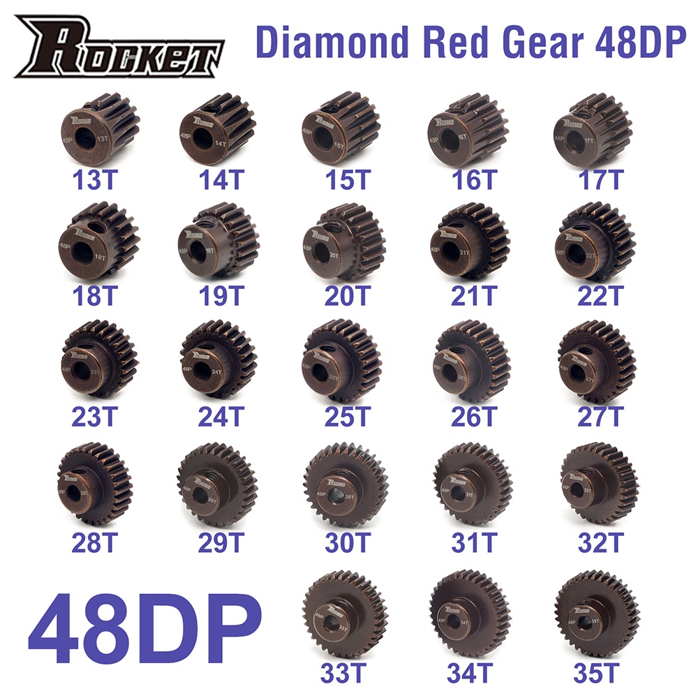 Rocket 48DP 3.175mm Metal Pinion Gear 13T-35T for 1/10 1/12 1/14 RC ...