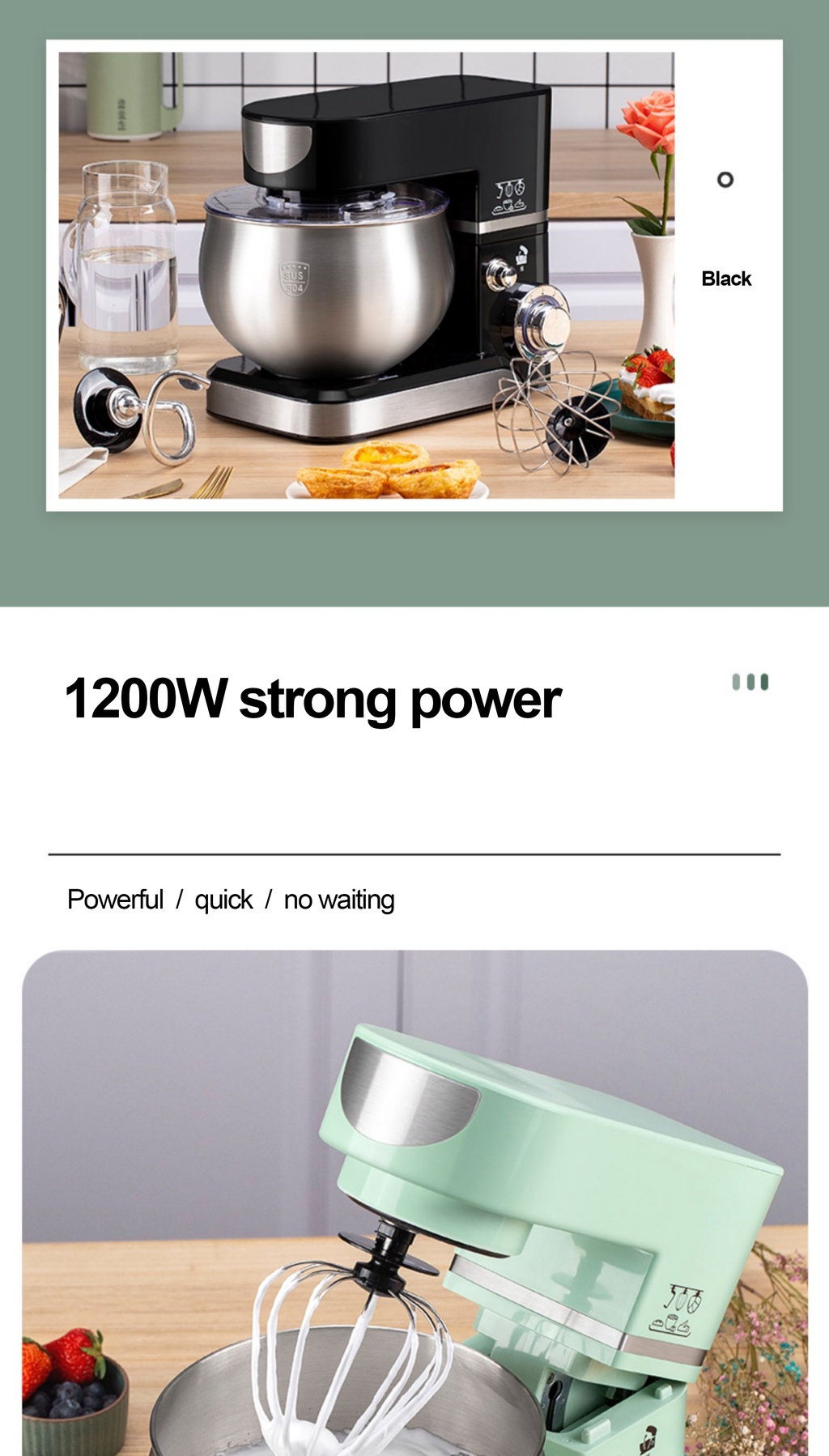 LENODI 1200W Large Motor Stand Mixer, 5.5L Multi-Function Food Blender ...