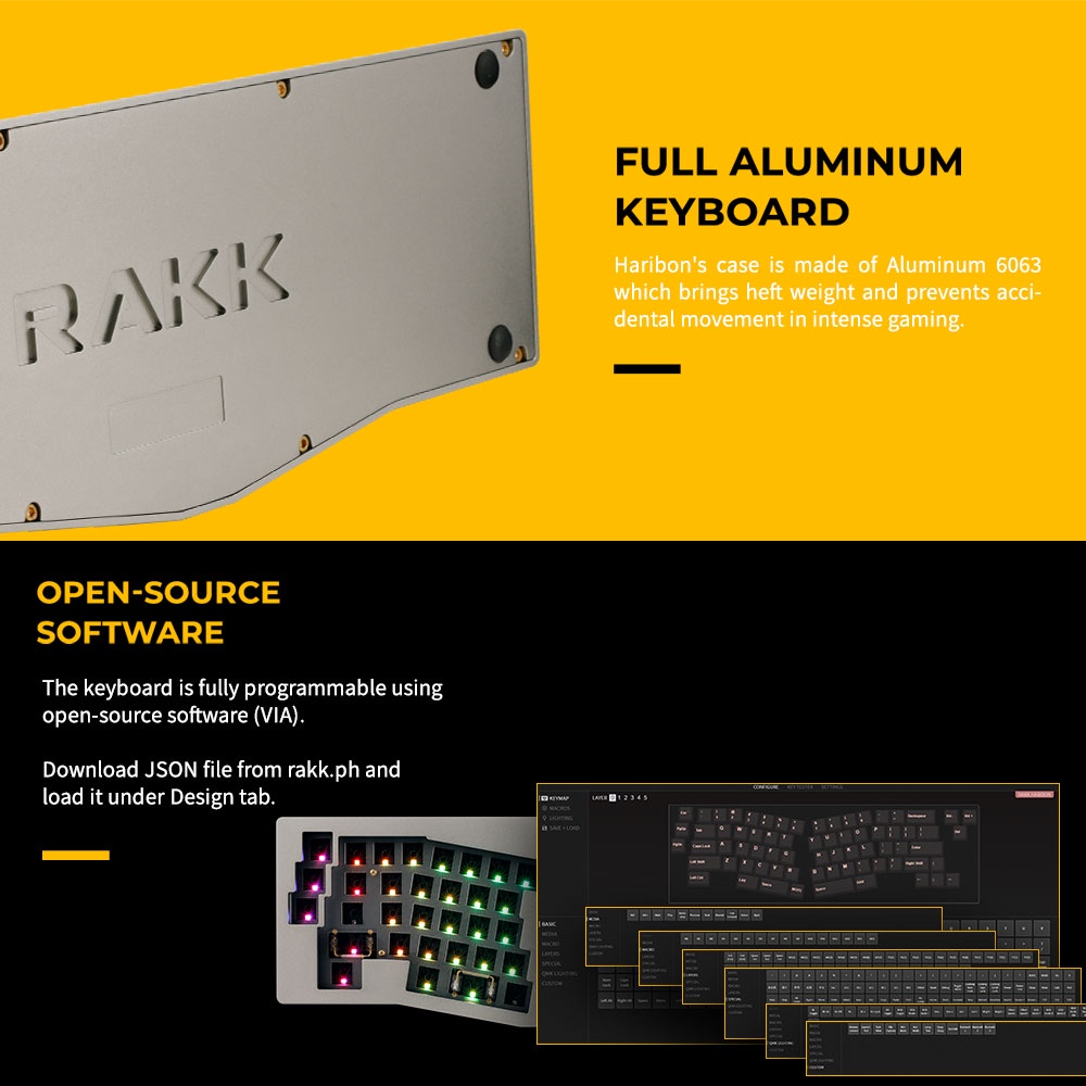 RAKK HARIBON Ergonomic Mechanical Gaming Keyboard | RGB | Dual Mode ...
