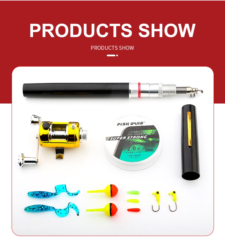 Proberos Fishing Set Portable Pocket Telescopic Mini Pole Pen Shape ...