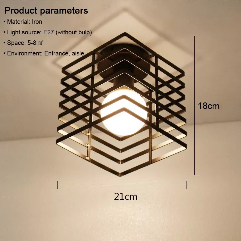 LED Metal Cage Ceiling Light Square Pendant Lamp Lighting Metal Ceiling ...