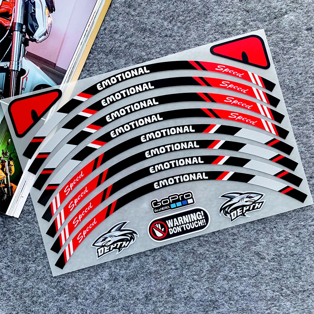 8PCS 10in 12in 13in 14 in Universal Motorcycle Wheel Tire Stickers ...