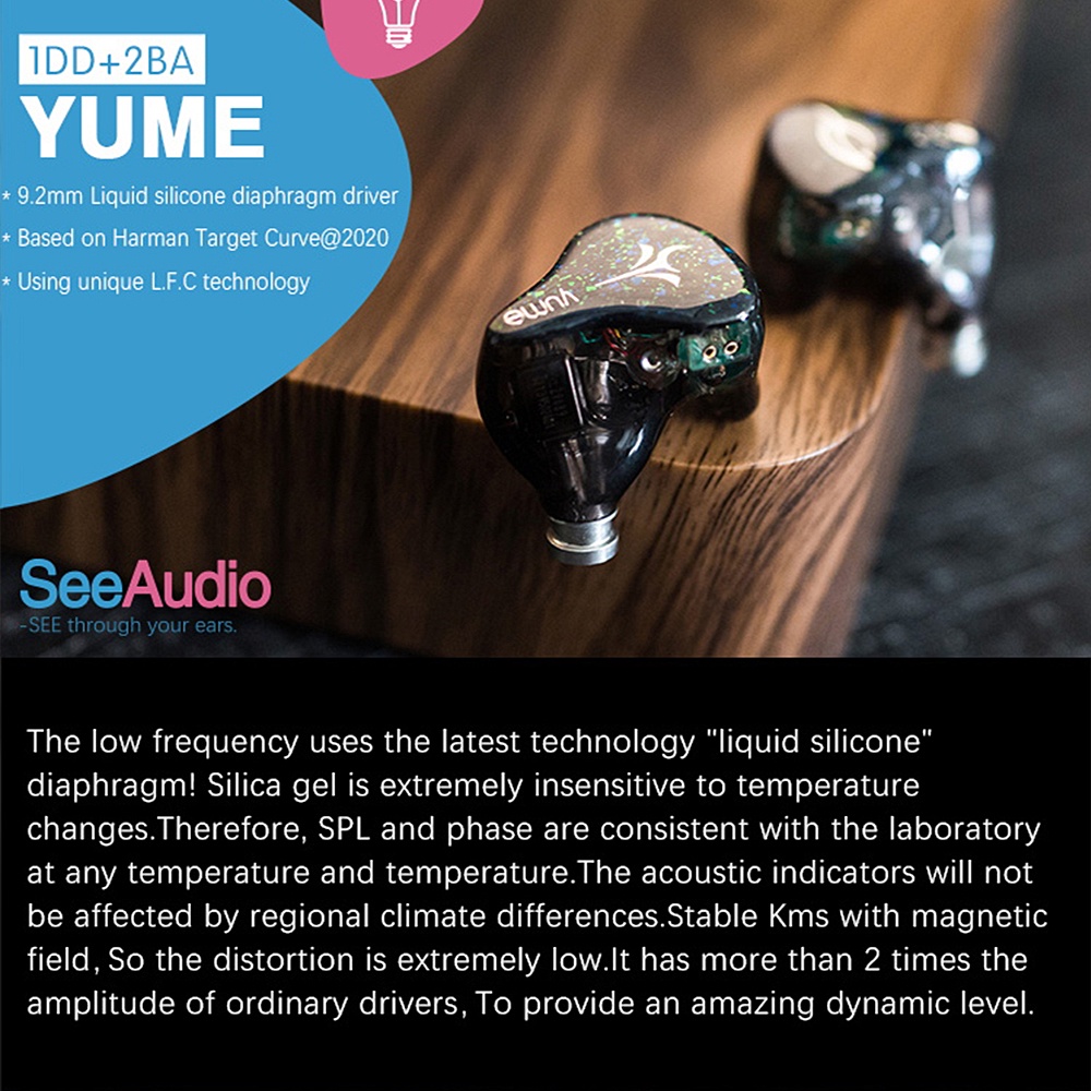 FAAEAL SeeAudio Yume Dynamic Earphone 1DD+2BA Earbuds Hybrid Drive Unit ...