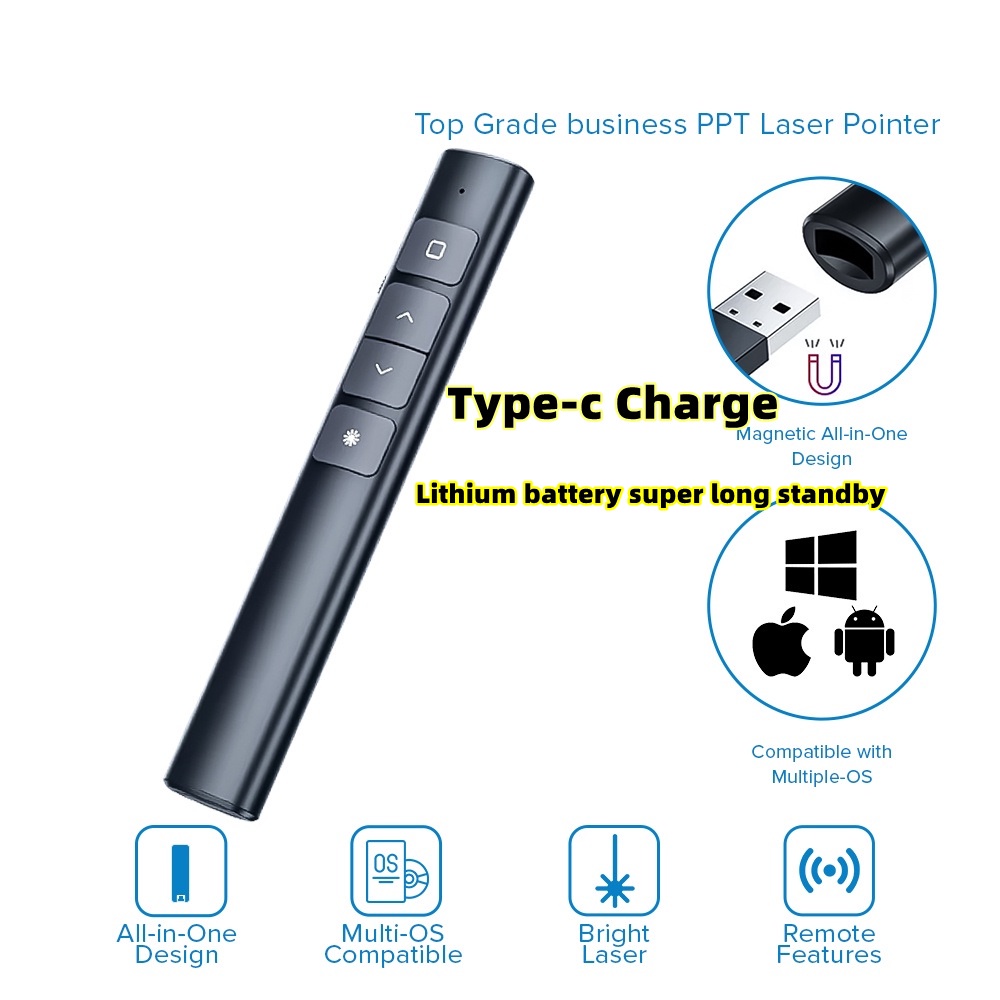 2.4G Rechargeable Wireless PowerPoint Presenter Clicker With Laser ...