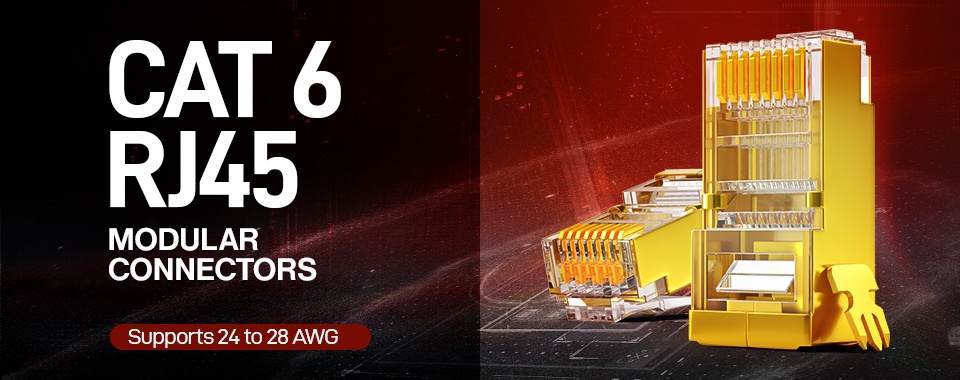 AMPCOM STP RJ45 CAT6 Connector Modular Plug Connector 8P8C Crimp End ...