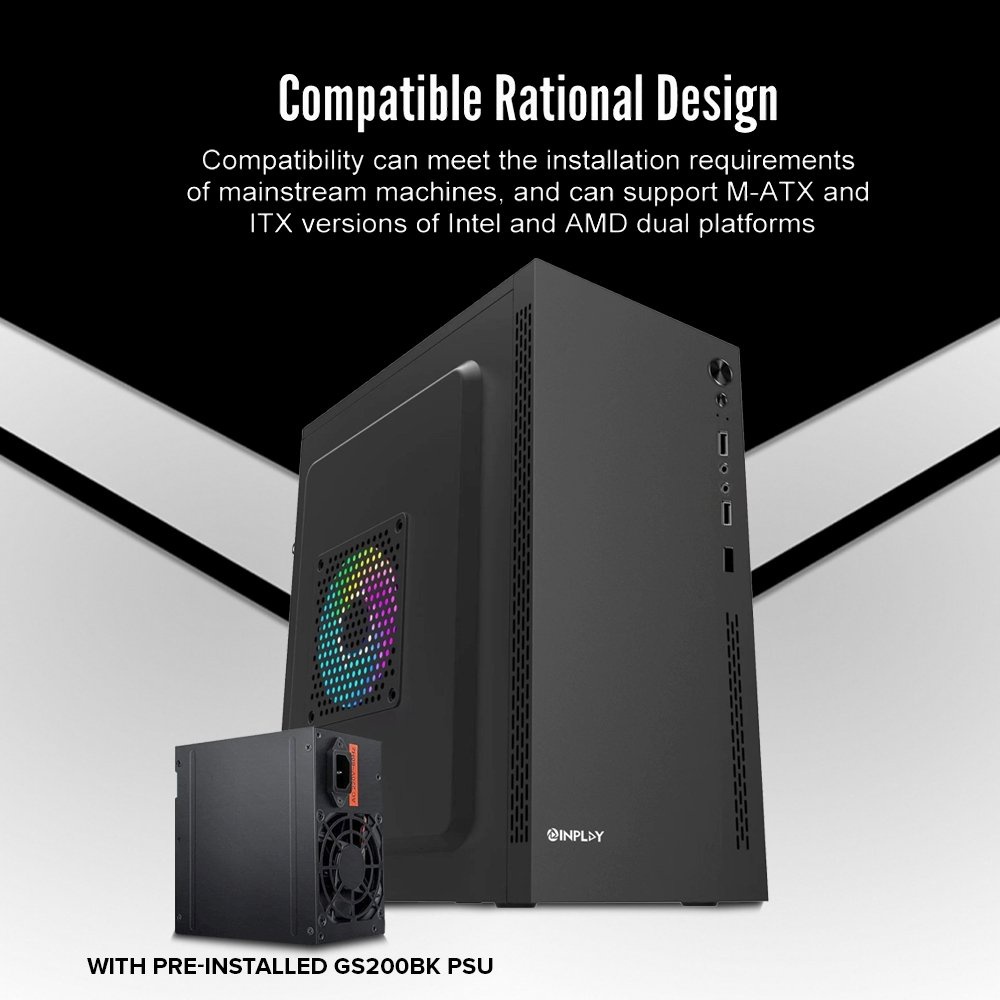 EasyPC | InPlay Lite X9 Micro ATX with 200W PSU Supports Micro-ATX or ...