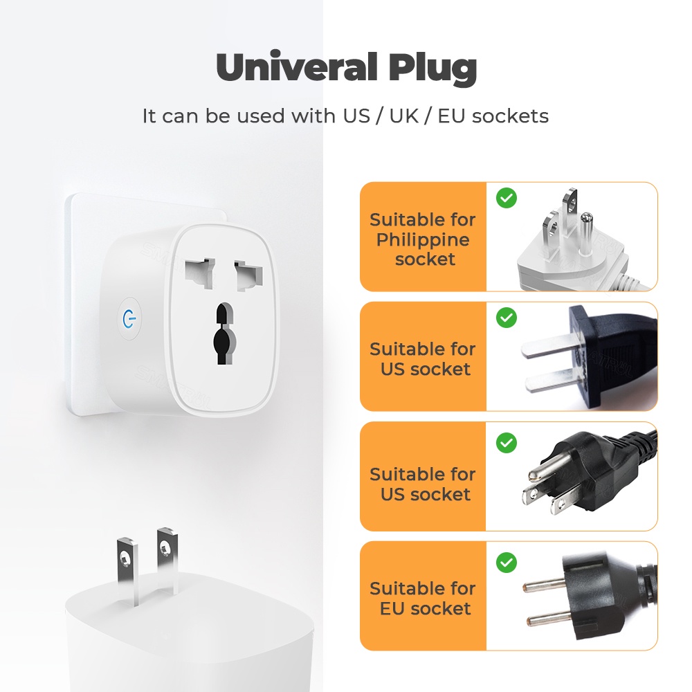 ROVF Tuya Wifi Smart Socket 16A Smart Aircon Plug With Power Energy ...