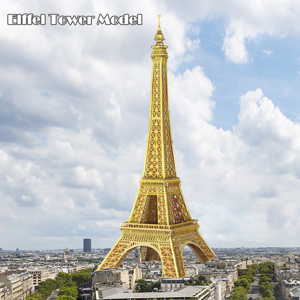 Piececool 3D Metal Puzzles Golden Eiffel Tower Model Building Kits DIY ...