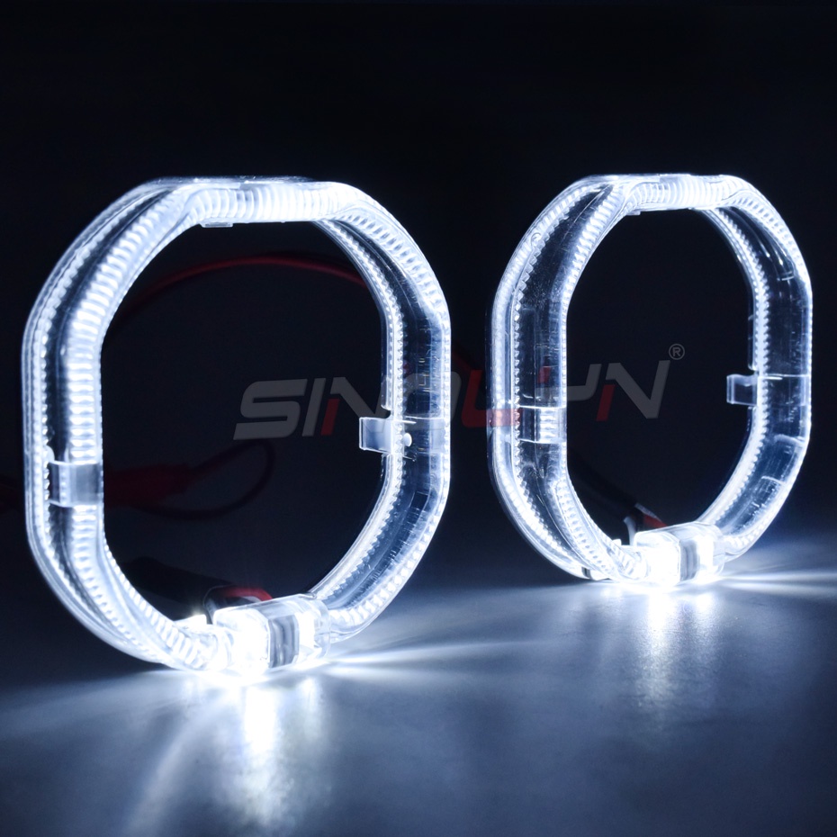 2 pcs Round Octagonal Square Angel Eyes 80mm 95mm DRL Turn Signal ...