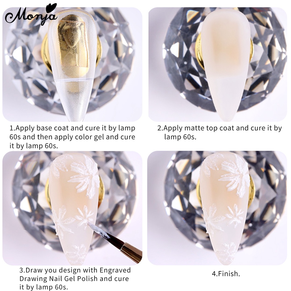 Monja Nail Art Engraved Drawing Gel 3d Plaster Effect Gypsum Uv No Need ...