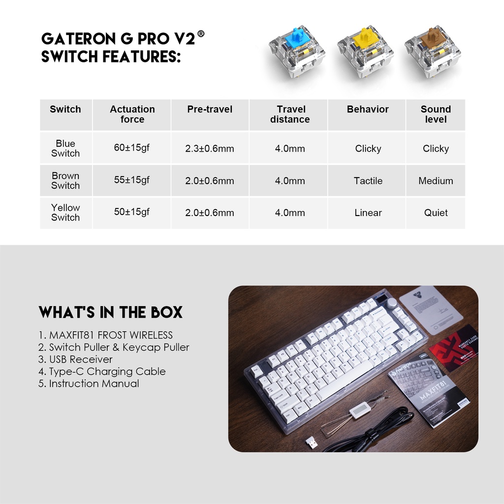 Fantech Maxfit81 MK910 PBT Frost Wireless Modular Mechanical Gaming ...