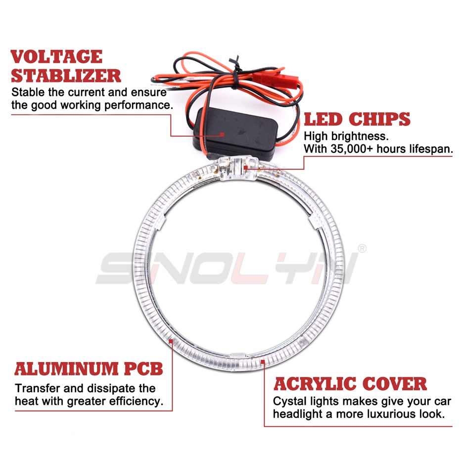 2 pcs Round Octagonal Square Angel Eyes 80mm 95mm DRL Turn Signal ...