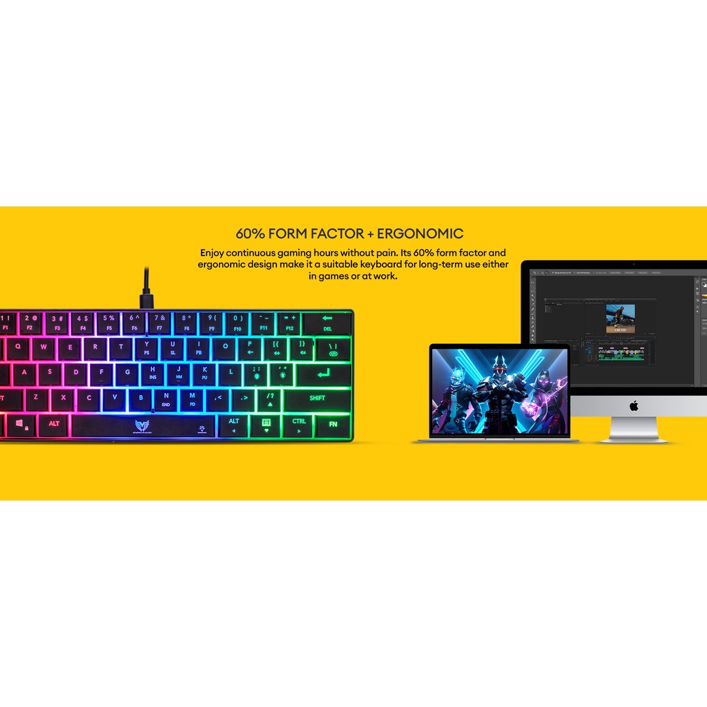 EasyPC | STARWAVE SW-MK06 Gaming Keyboard | Rainbow Backlit | 61 Keys ...