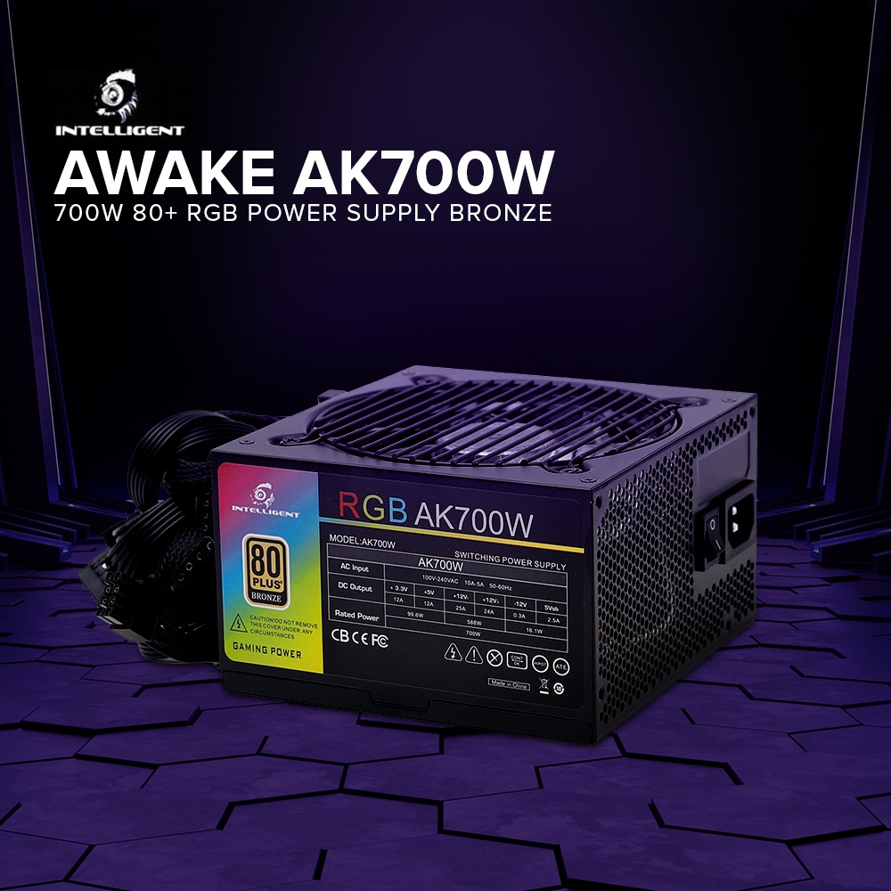 EasyPC | Intelligent Awake AK700W 700W 80 Plus Bronze Power Supply RGB ...