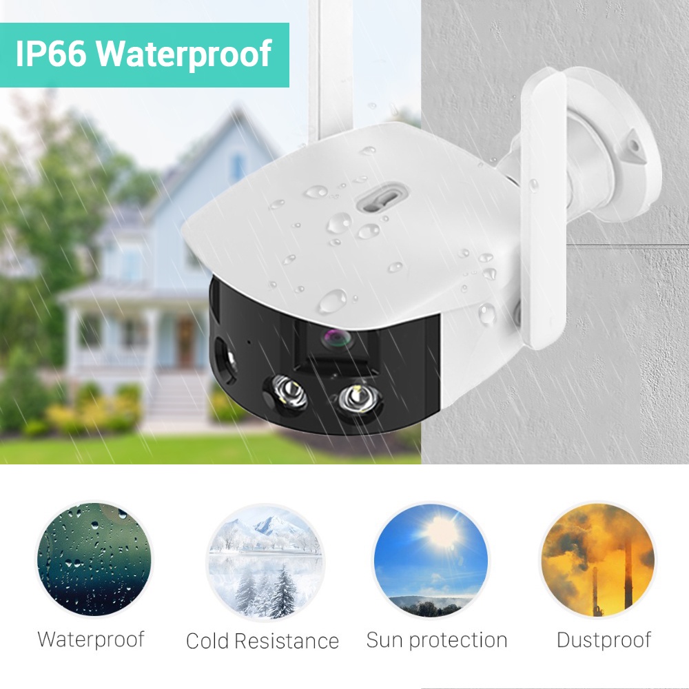 Hamrol 4K 8MP 180 ° Ultra-Wide Angle Dual-Lens Outdoor WIFI Camera Two ...
