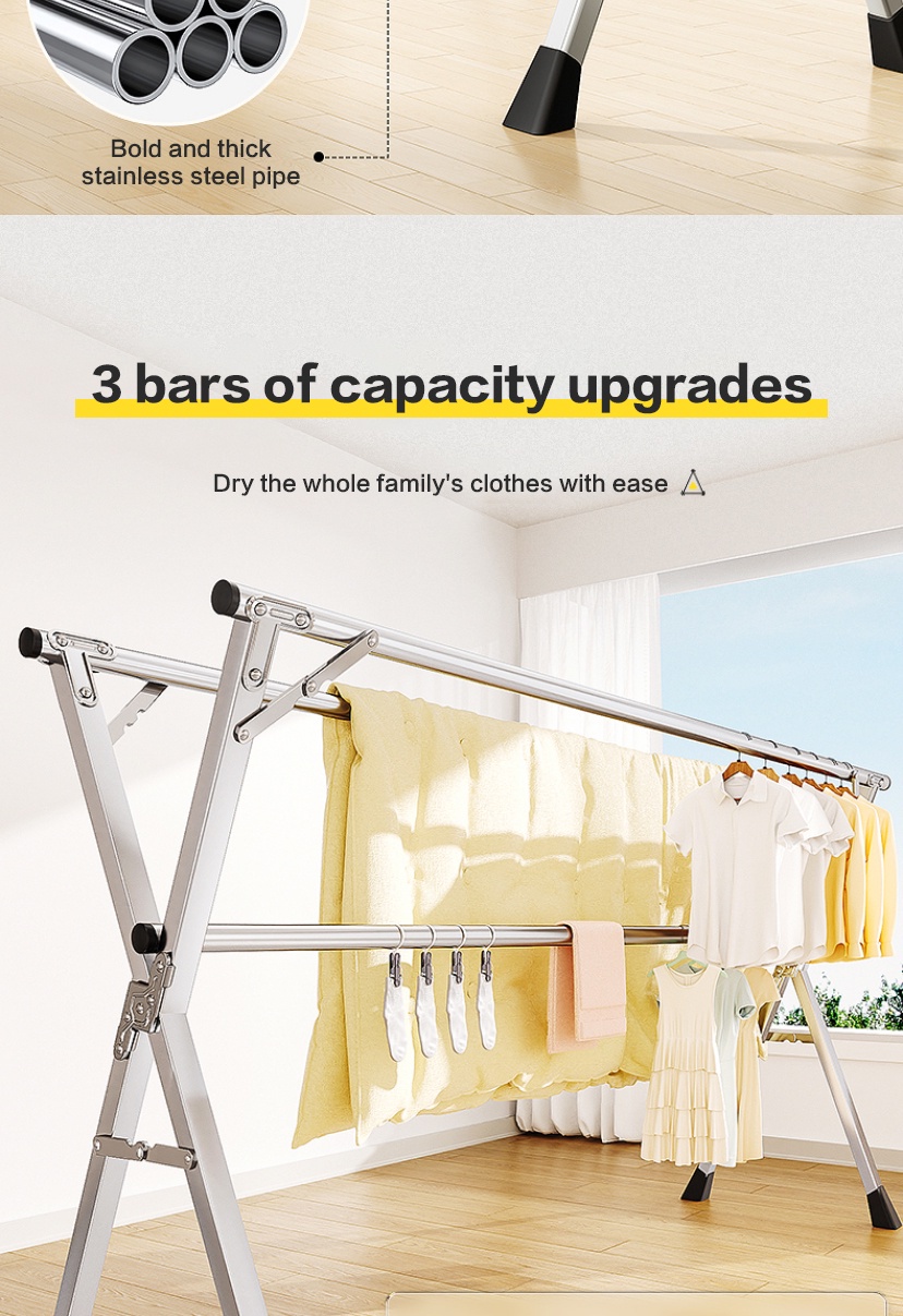 Foldable Sampayan Stainless Steel Clothes Hanger Drying Rack Indoor ...