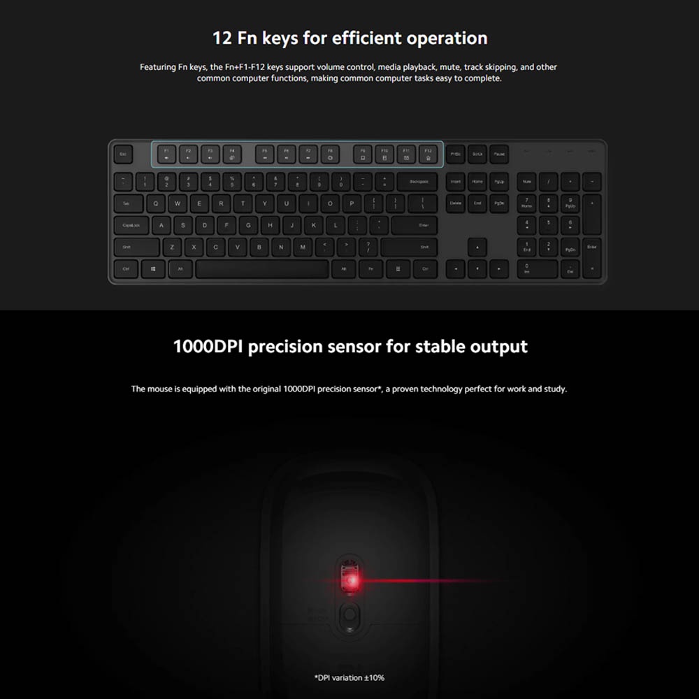 Xiaomi Wireless Keyboard and Mouse Combo Set 2.4GHz 104-key Portable ...